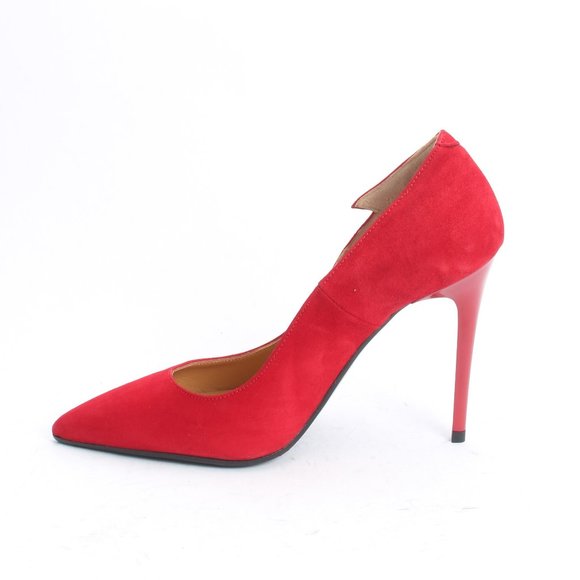 Isabelle | Shoes | Isabelle 5b Italian Red Suede Stiletto Heels Pointy ...